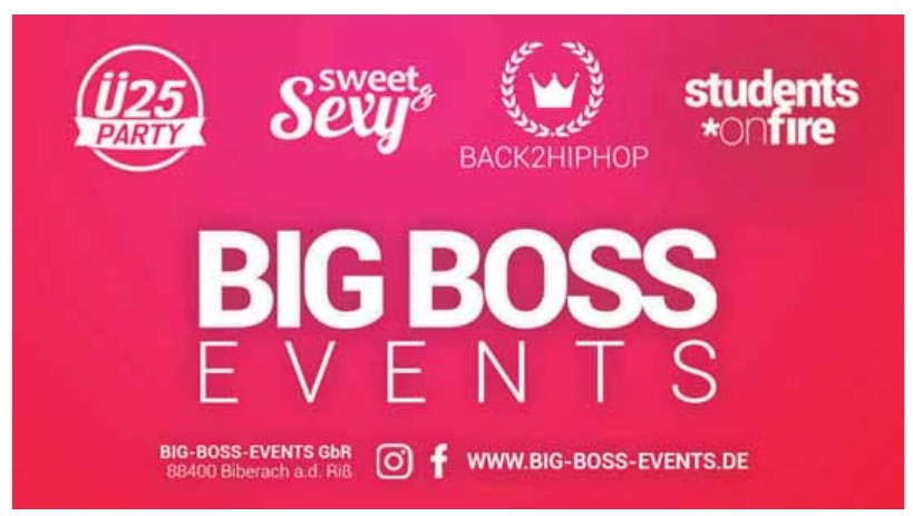 Big Boss Events präsentiert Jubiläumsparty der Ü25 LIVE Edition ...