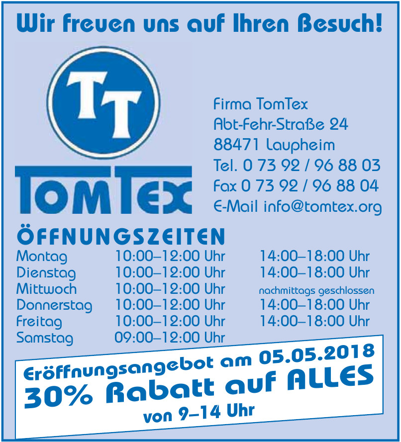 TomTex Textilveredelung in neuen Räumen - Schwäbischer Verlag
