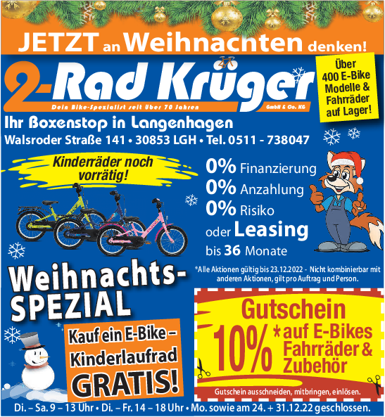 Zweirad Krüger Langenhagen: 10 % Rabattgutschein 2022 - Hannoversche ... Zweirad Krüger Langenhagen: 10 % Rabattgutschein 2022 - Hannoversche ...