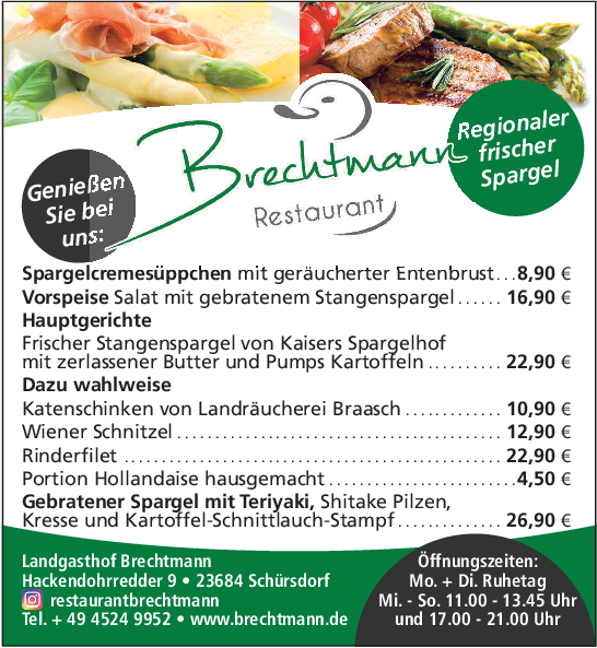 Im Landgasthof Restaurant Brechtmann wird das Frühlingsgemüse mit ...