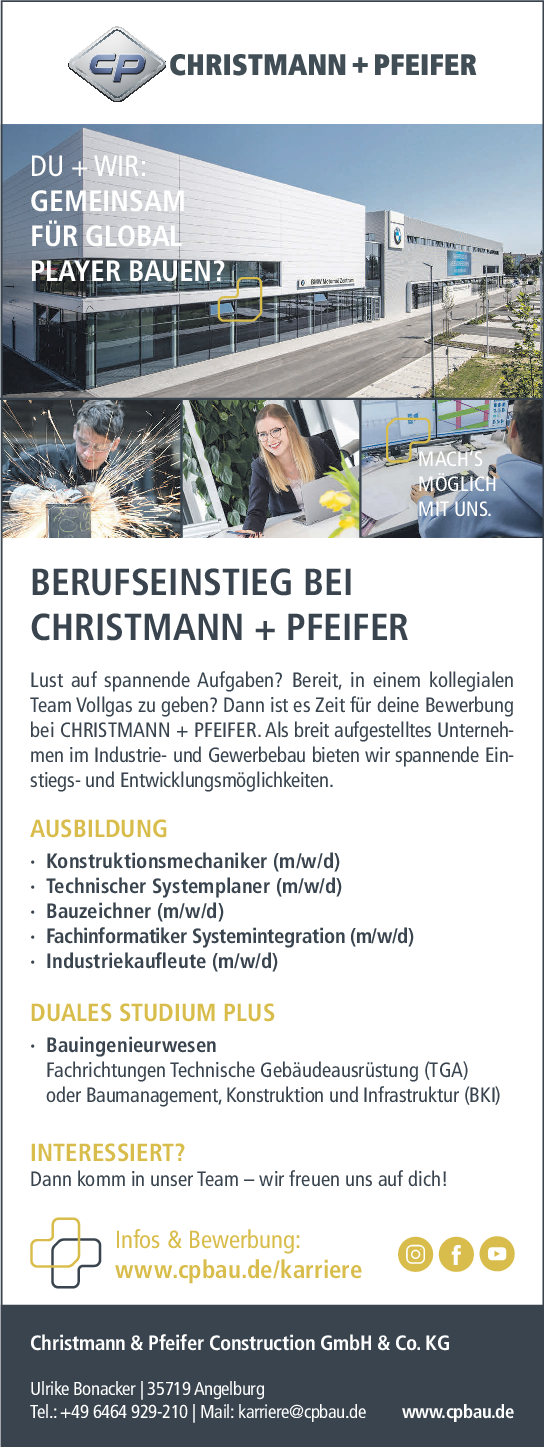 Konstruktionsmechaniker bei Christmann + Pfeifer Construction: Viel ...